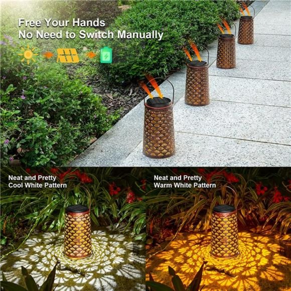 Other | Solar Lanterns4 Pack Hanging Outdoor Light Waterproof Metal ...